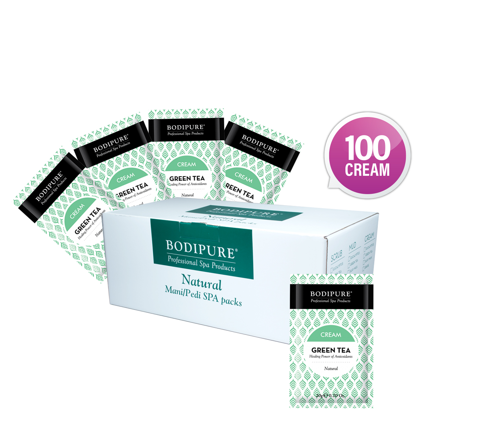 Green Tea Massage Cream-single use 100 packs - Bodipure Professional Spa