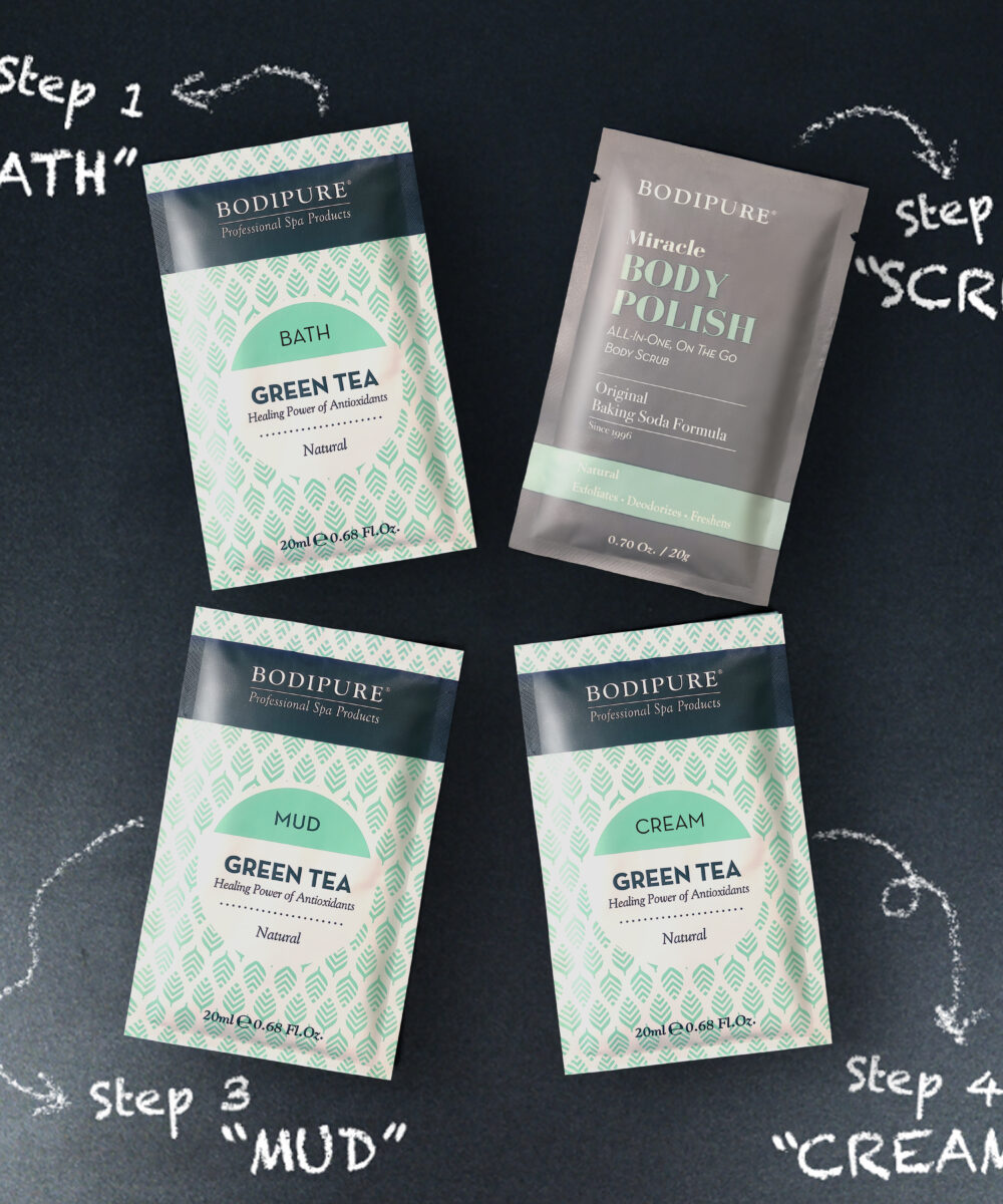 Green Tea single use 4-step mani/pedi spa Kit - Bodipure Professional ...